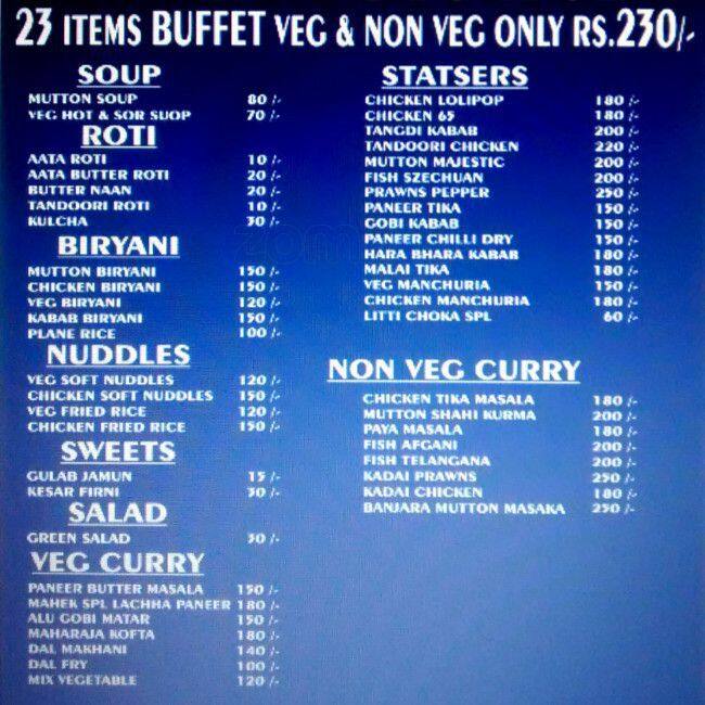 Menu at Mahek Restaurant, Hyderabad