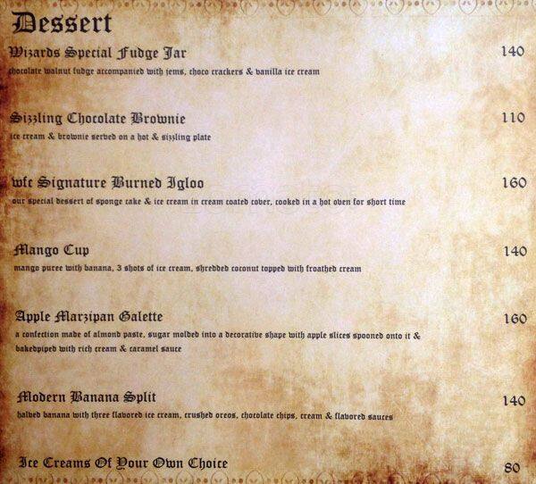 Menu at Wizards Food Court, Ahmedabad, Gala Business Center 1