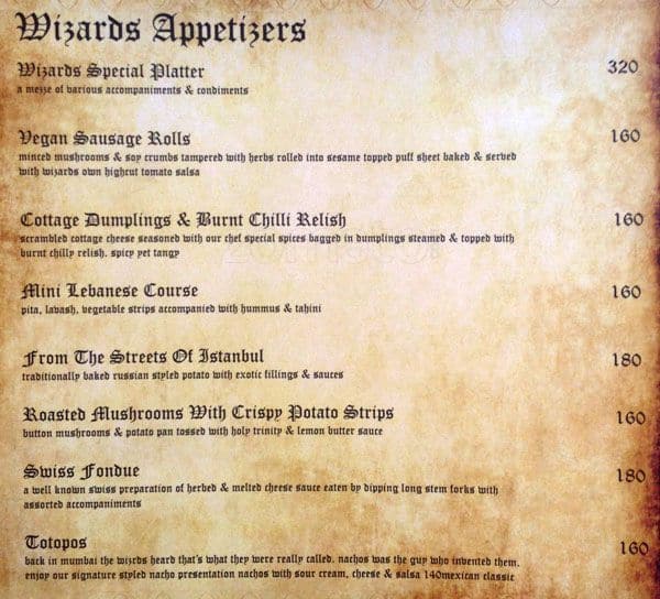 Menu at Wizards Food Court, Ahmedabad, Gala Business Center 1