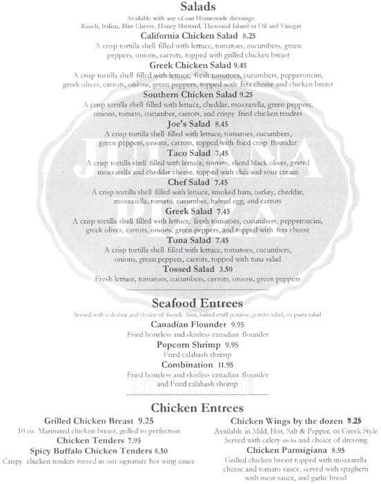 Menu at Juliana Pizza pizzeria, Charlotte