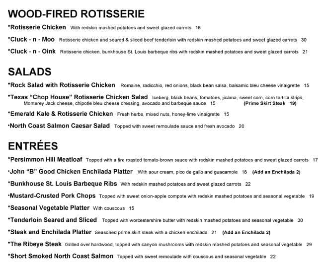 Menu at Redrock Canyon Grill restaurant, Oklahoma City