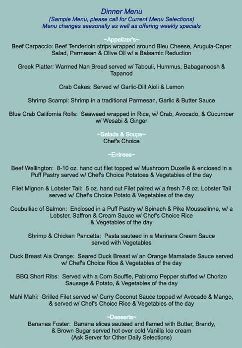 Menu at Tangled Up In Blue Restaurant, Taylors Falls