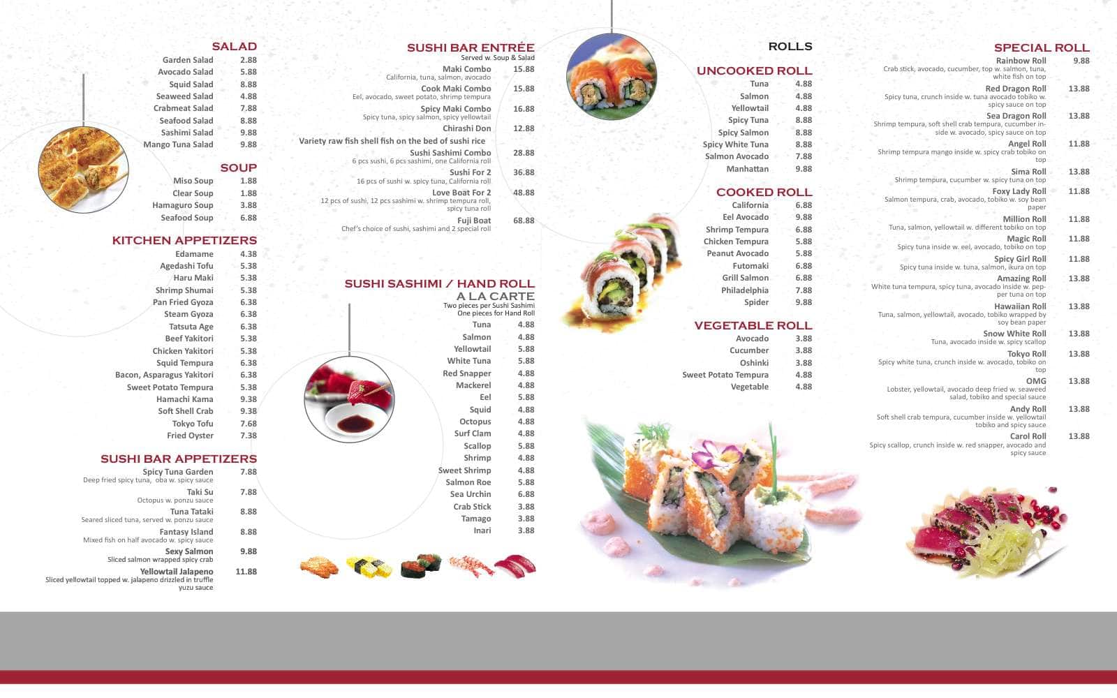 Menu at Fuji Sushi & Hibachi restaurant, Sioux Falls
