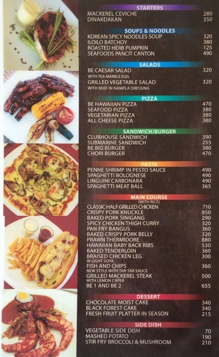 Menu at SALT Bar - BE Resort, Lapu-Lapu City
