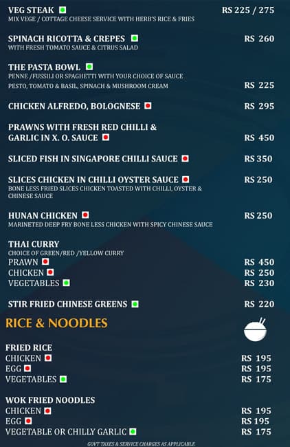 Menu at Latitude - Tulip Inn, Bengaluru
