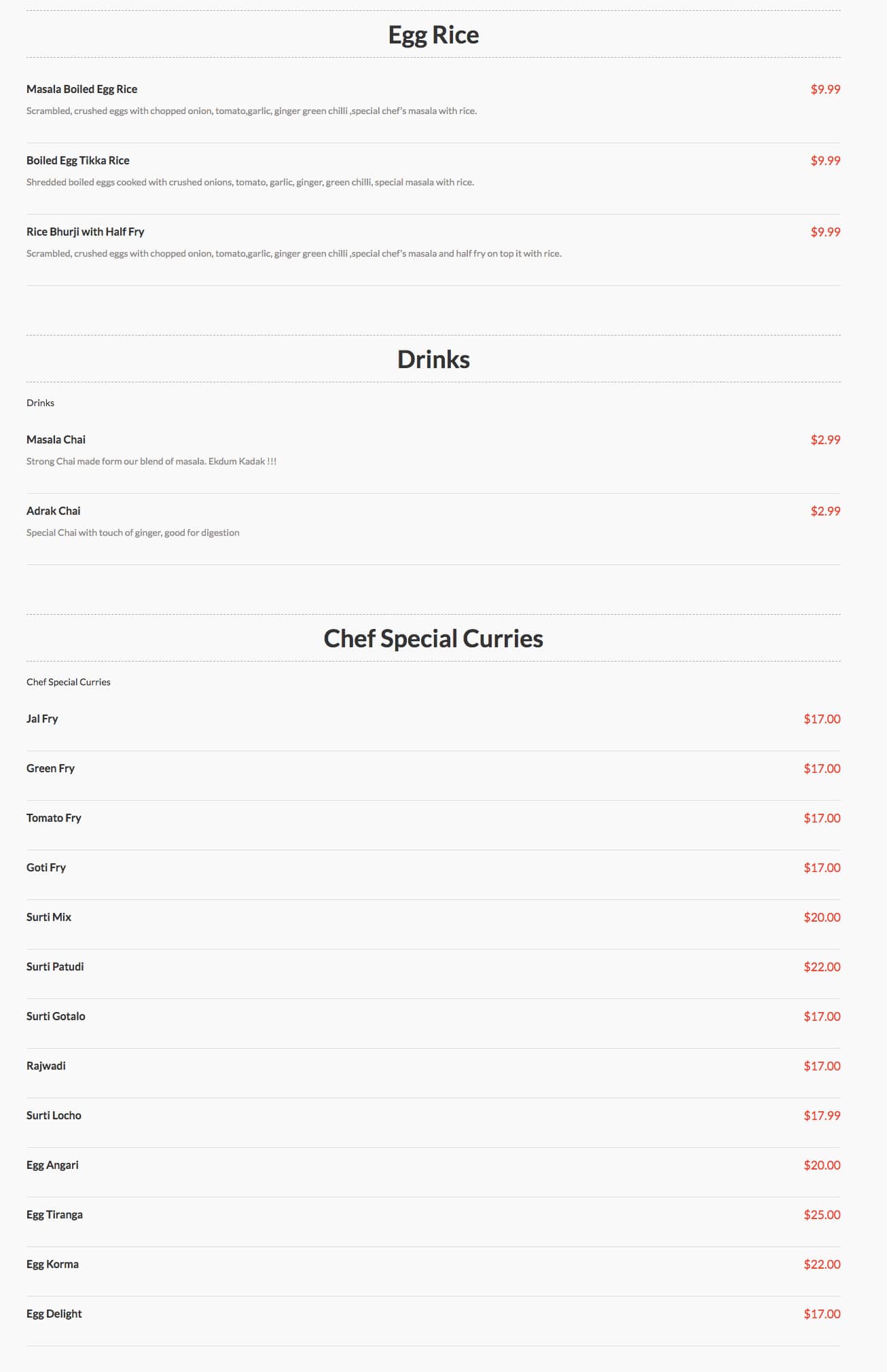 Menu at Egg zone restaurant, Harris Park