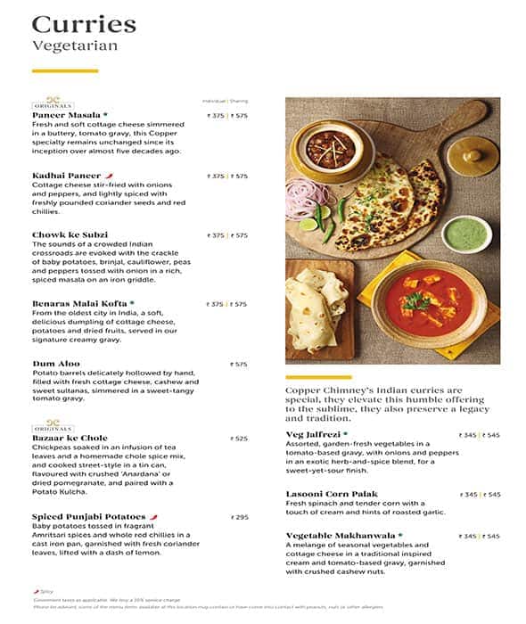 Menu at Copper Chimney, Pune, Nagar Rd