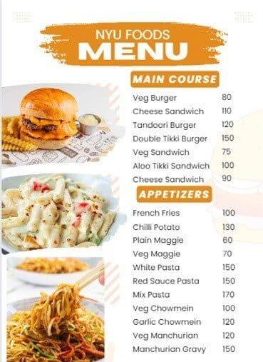 Menu of NYU Foods, Chi 4, Greater Noida