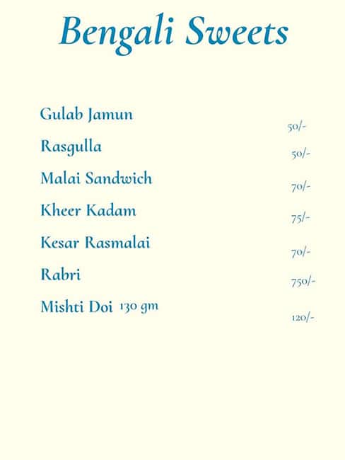 Menu of Parsi Dairy Farm, Borivali West, Mumbai