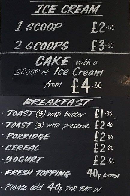 Menu at Sweet cafe, London