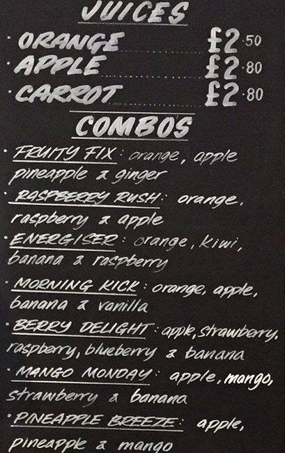 Menu at Sweet cafe, London