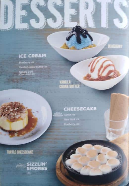 Menu at Sizzlin' Steak restaurant, Mandaluyong