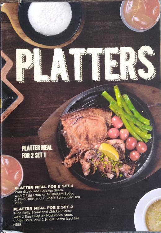 Menu at Sizzlin' Steak restaurant, Mandaluyong