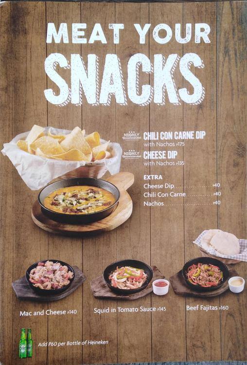 Menu at Sizzlin' Steak restaurant, Mandaluyong