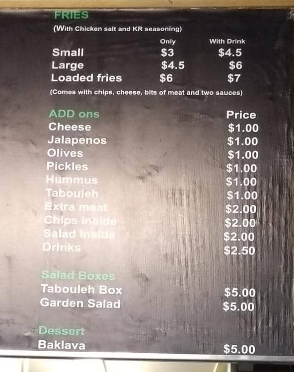 Menu at Kebab Republic - South Melbourne, Melbourne