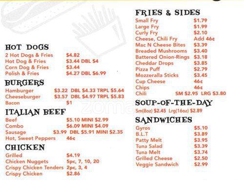 Menu at Southtown Hot Dogs fast food, Elmhurst, 103 E Vallette St
