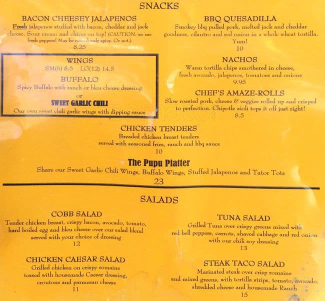 Menu at Polo Grounds pub & bar, San Francisco