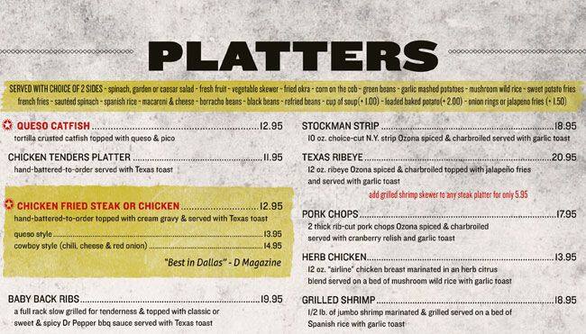 Menu at Ozona Grill and Bar, Dallas