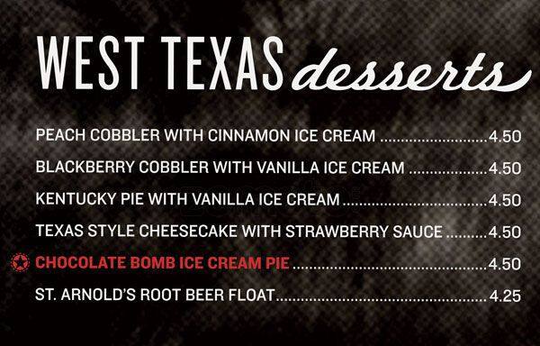 Menu at Ozona Grill and Bar, Dallas