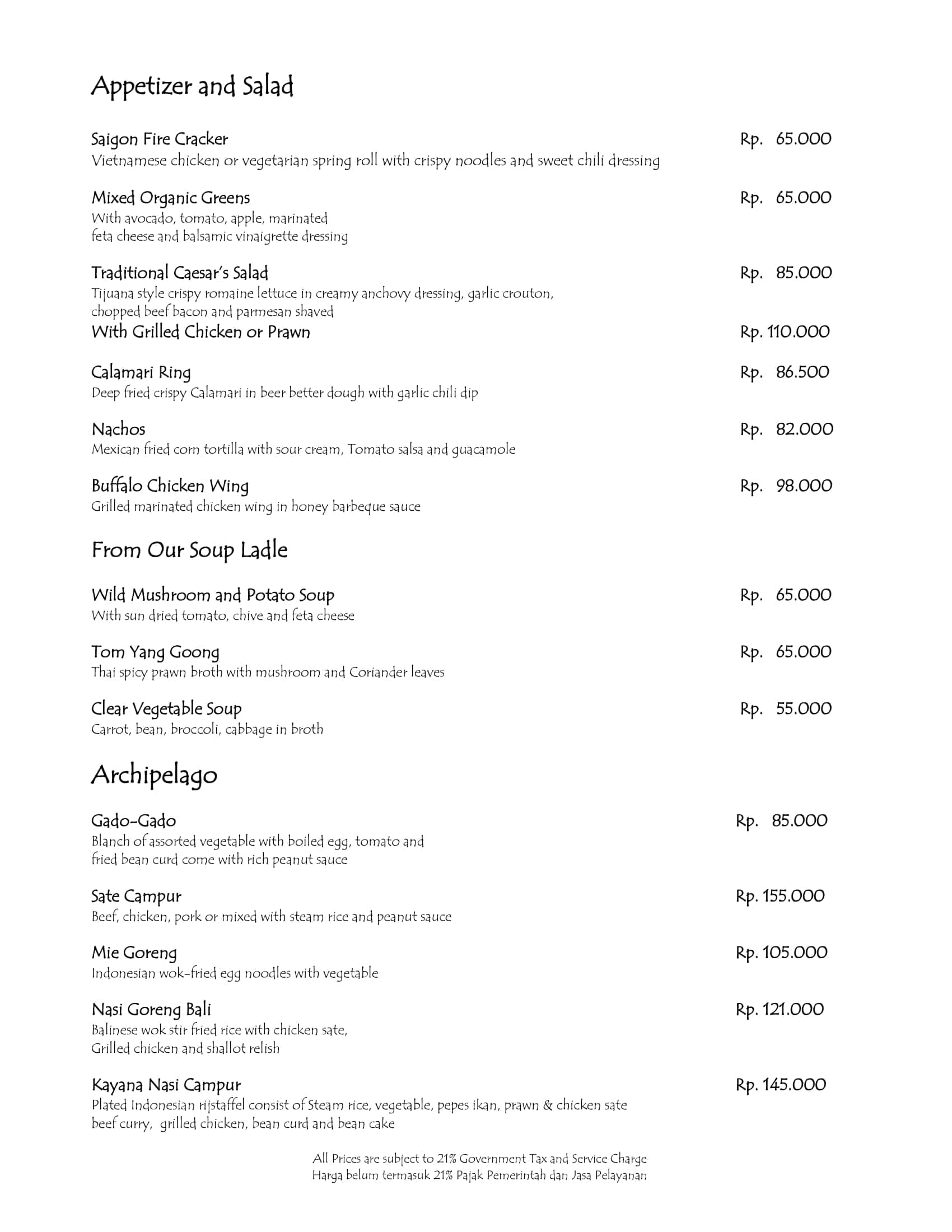 Menu at The Dauh Restaurant - The Kayana, Mengwi