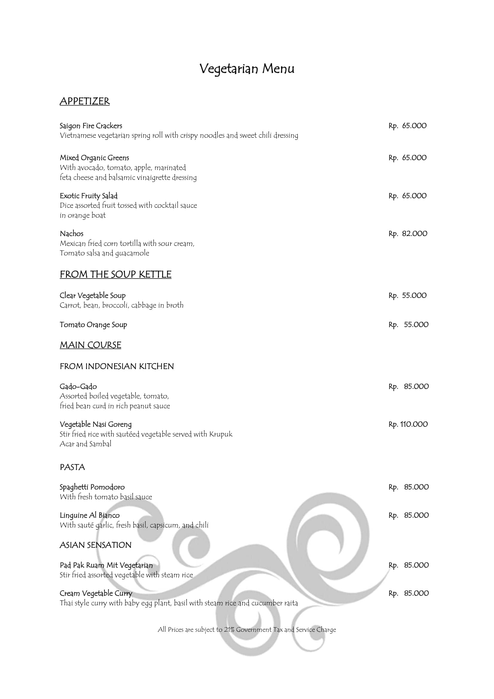 Menu at The Dauh Restaurant - The Kayana, Mengwi