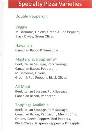 Menu at Hot Stuff Pizza restaurant, Naperville, 901 N Washington St