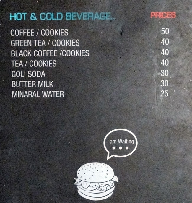Menu at Bites Cafe, Chennai