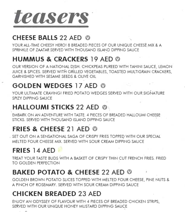 Menu of Zaatar w Zeit, Dubai Marina, Dubai