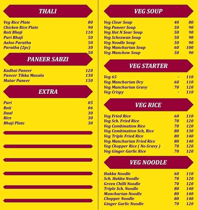 Menu of Sai Samriddhi Indian & Chinese, Bhayandar, Mumbai