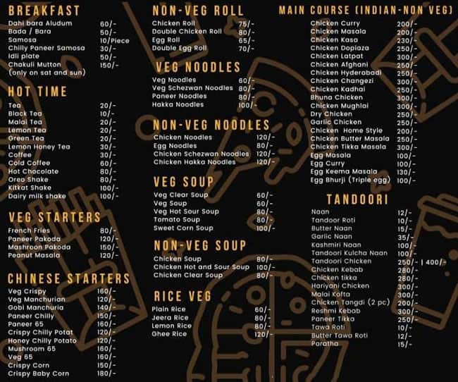 Menu of Delhi Darbar, Sector 22, Gurgaon