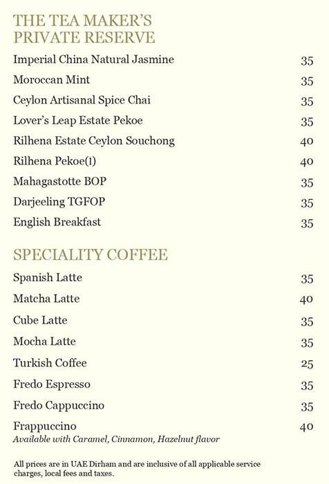 Menu at The Drawing Room cafe, Abu Dhabi, Sheikh Khalifa Highway (E 12 ...