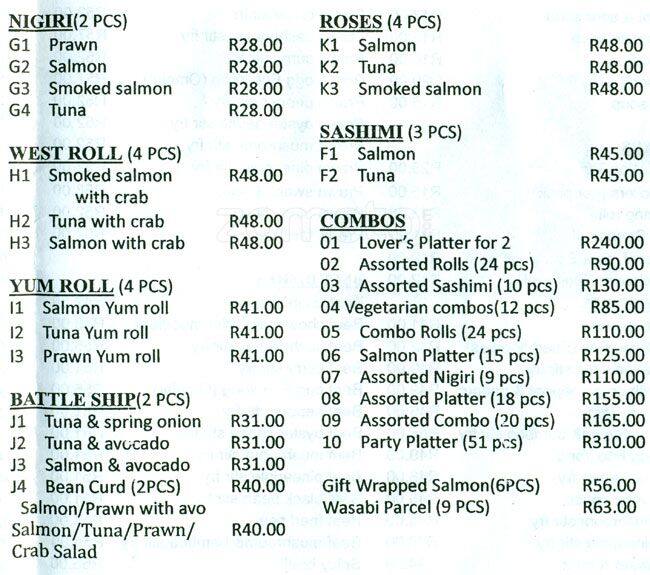 Menu at Chef Shop restaurant, Benoni, Northmead Square