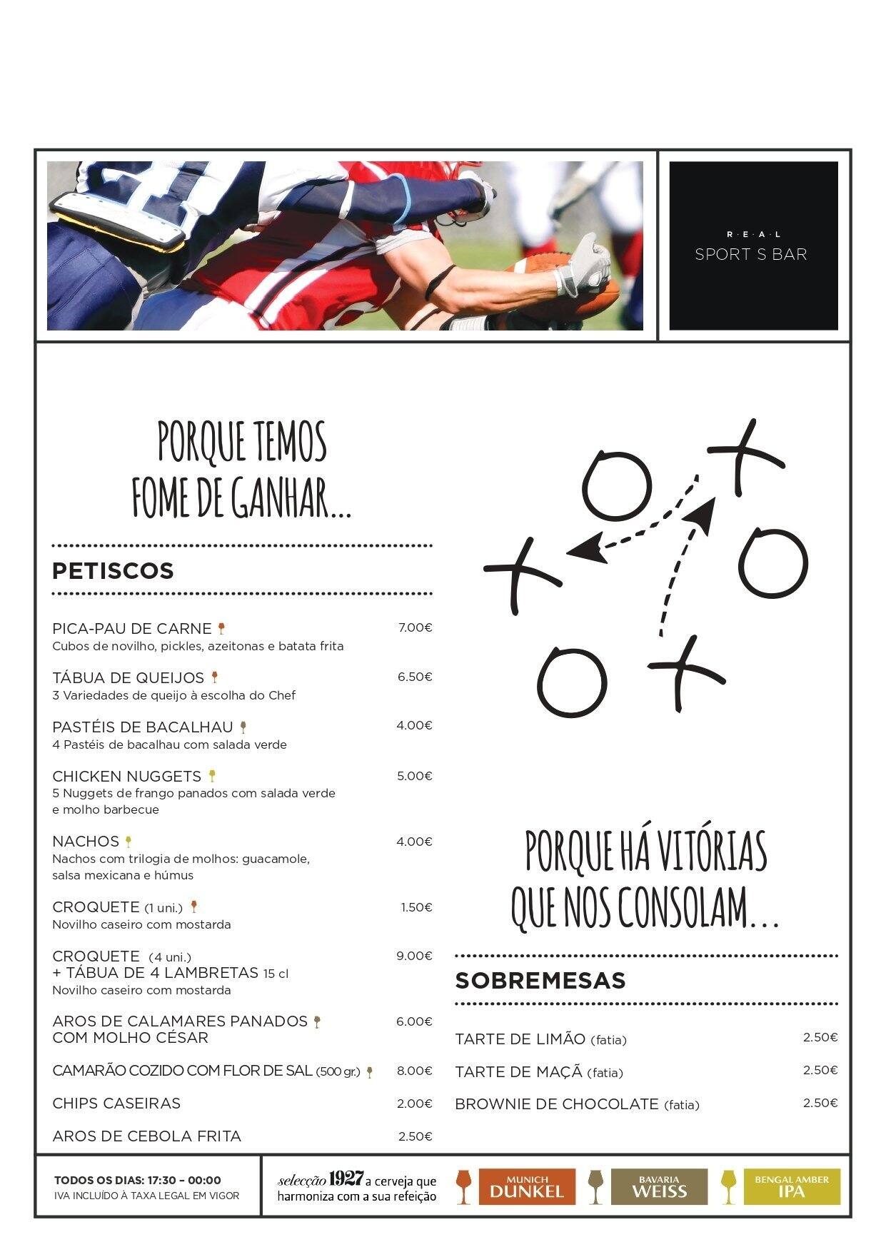 Menu em Real Sports Bar, Lisboa, Av. Luís Bívar