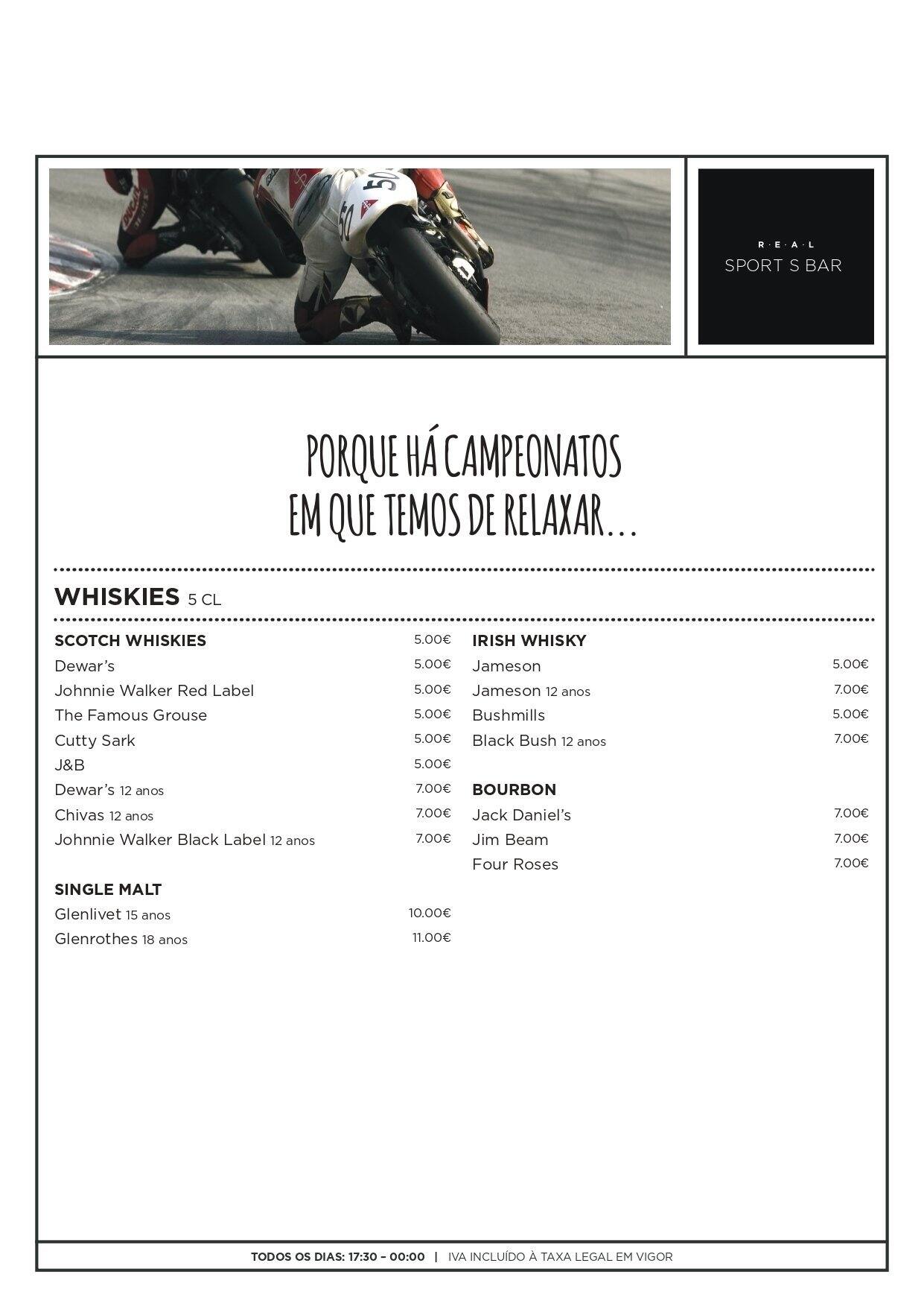Menu em Real Sports Bar, Lisboa, Av. Luís Bívar