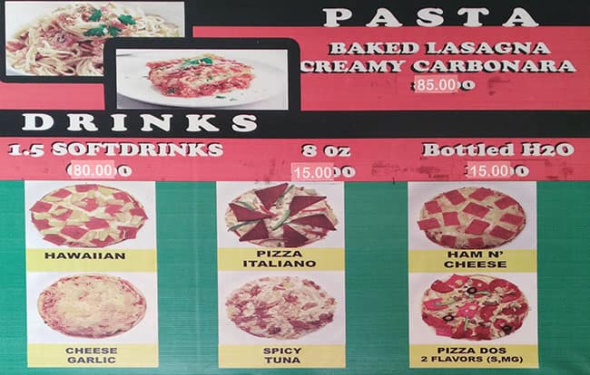 Menu at Fracasso pizzeria, Antipolo, Manuel L. Quezon Ext