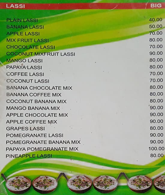 Menu at Siwon Lassi Shop (Raja Ram), Varanasi, Kunj Gali