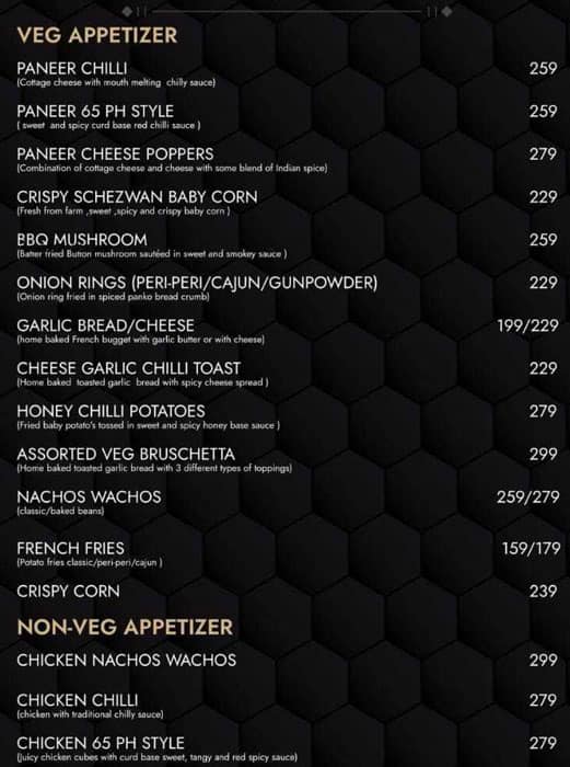 Menu of Pune High Lounge & Rooftop Bar, Bavdhan, Pune