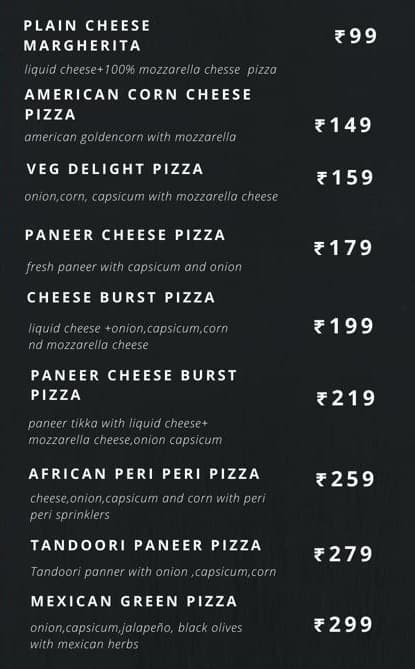 Menu of Pizza's Nation, Viman Nagar, Pune