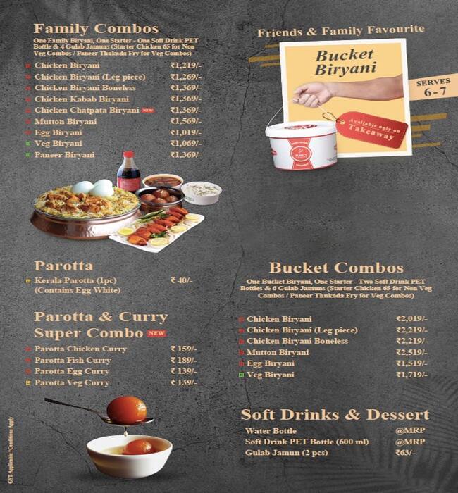 Menu at Mani's Dum Biryani - Thoraipakkam, Chennai