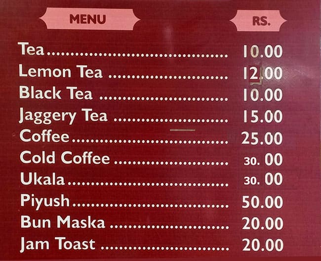 Menu of Chai Pani Amruttulya, Borivali East, Mumbai