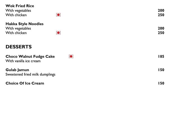 Menu at Nestor Hotel, Mumbai
