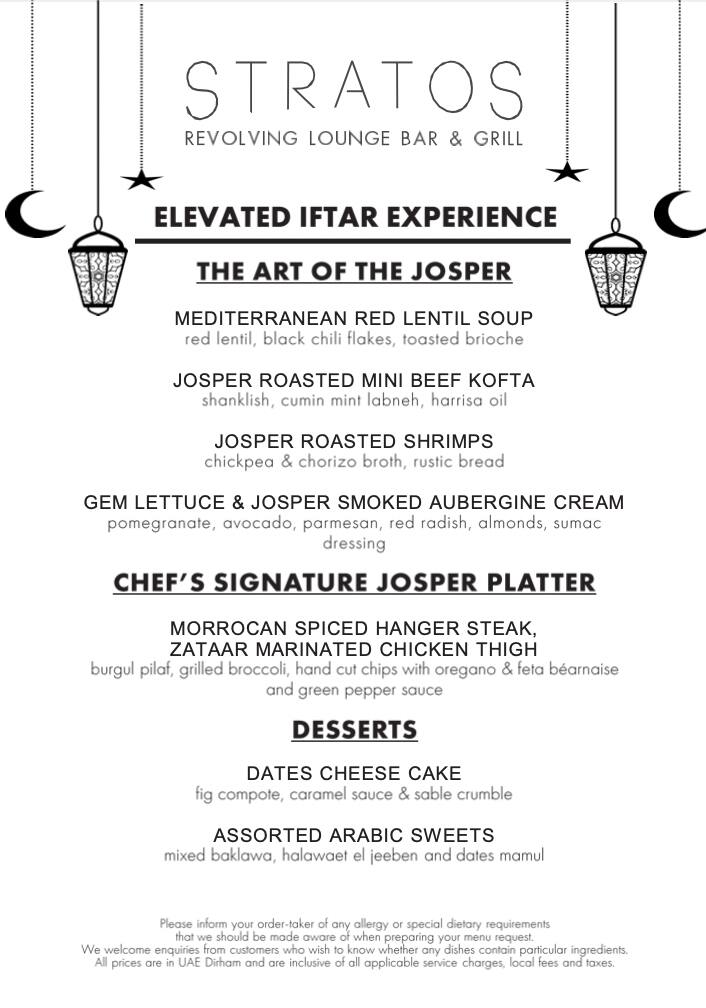 Menu at Stratos Revolving Lounge & Bar, Abu Dhabi