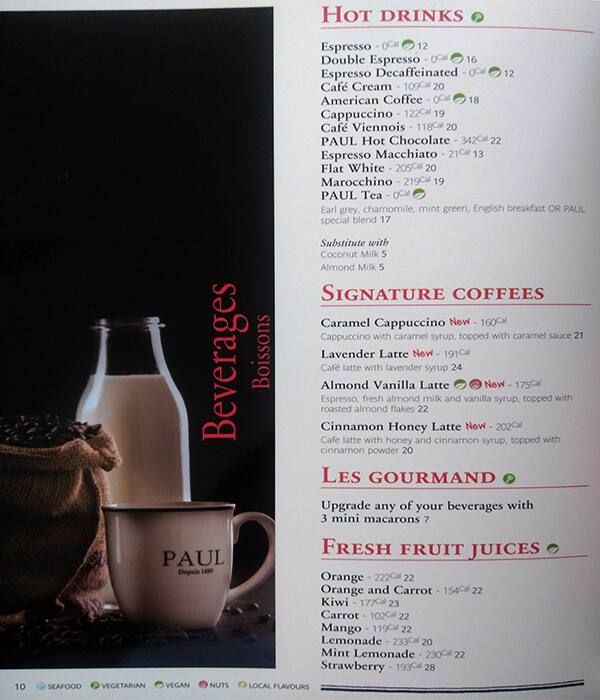 Menu at PAUL Bakery & Restaurant, Doha, 66 West Bay Lagoon Street
