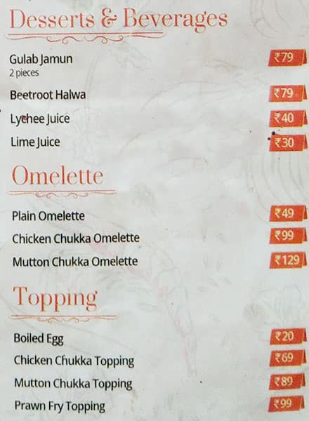 Menu at Kola Pasi Restaurant, Chennai, 150