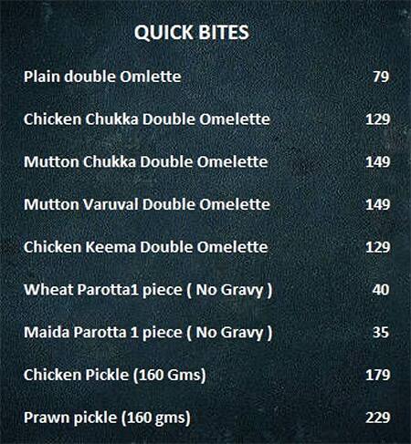 Menu at Kola Pasi Restaurant, Chennai, 150