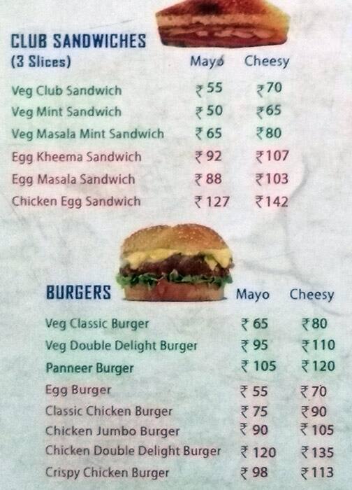 Menu at Breadwinners, Chennai