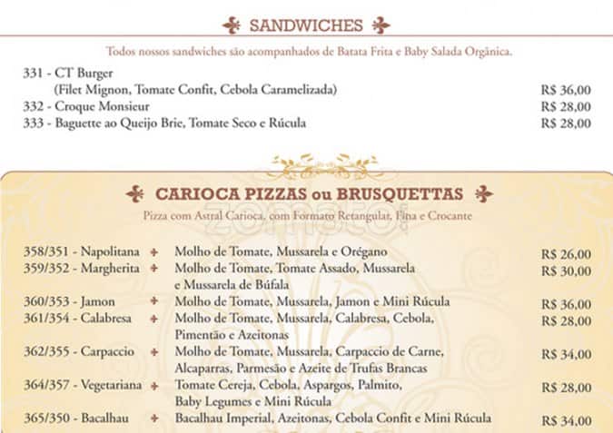 Menu em CT Brasserie restaurante, Rio de Janeiro, Av. das Americas