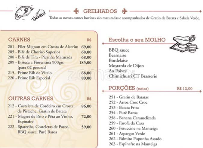 Menu em CT Brasserie restaurante, Rio de Janeiro, Av. das Americas
