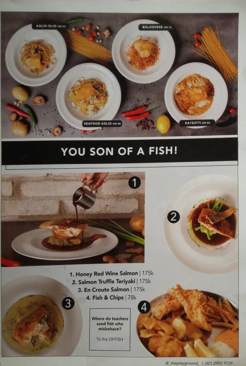 Menu at The Playground - Street Gallery PIM restaurant, South Jakarta