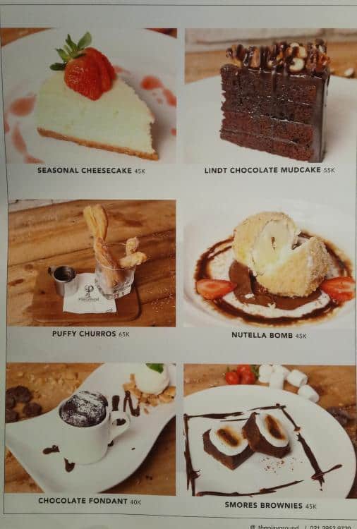 Menu at The Playground - Street Gallery PIM restaurant, South Jakarta